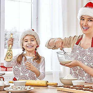 5 Pieces Burned Cooking Utensil Spoon Christmas Wooden Spoons Set Christmas Kitchen Decoration for Christmas Gift House Present Supplies (Religious Style)