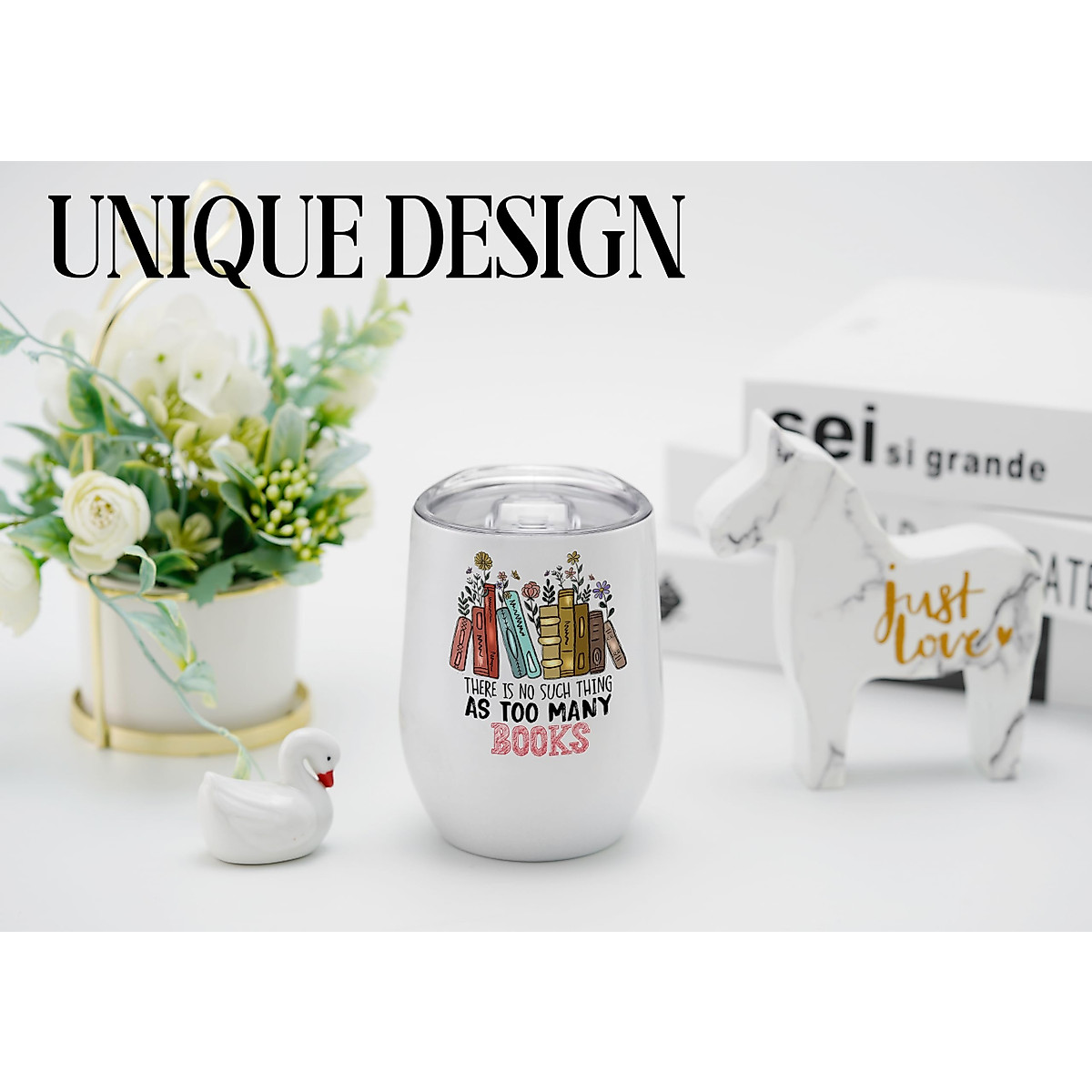 Onebttl 12oz Stainless Steel Insulated Tumbler with Lid - Book Lovers Gifts for Women, Librarians, Readers