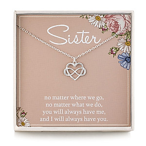 RareLove Sister Gifts from Sisters,925 Sterling Silver Tiny Infinity Heart Necklaces for Women,Birthday Jewelry Gift Necklaces for Sisters,Mothers Day Christmas Gifts
