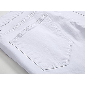 Men's White Skinny Slim Fit Stretch Straight Leg Fashion Jeans Pants, 33W
