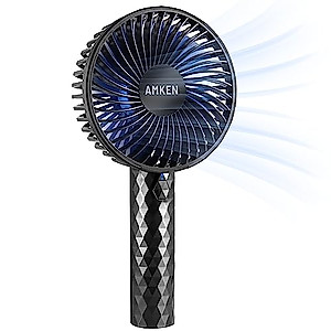 AMKEN Small Handheld Fan, Portable Mini Fan with Rechargeable Battery Personal Fan with 3 Speeds Hand Fan for Outdoor Camping Walking Shopping Office