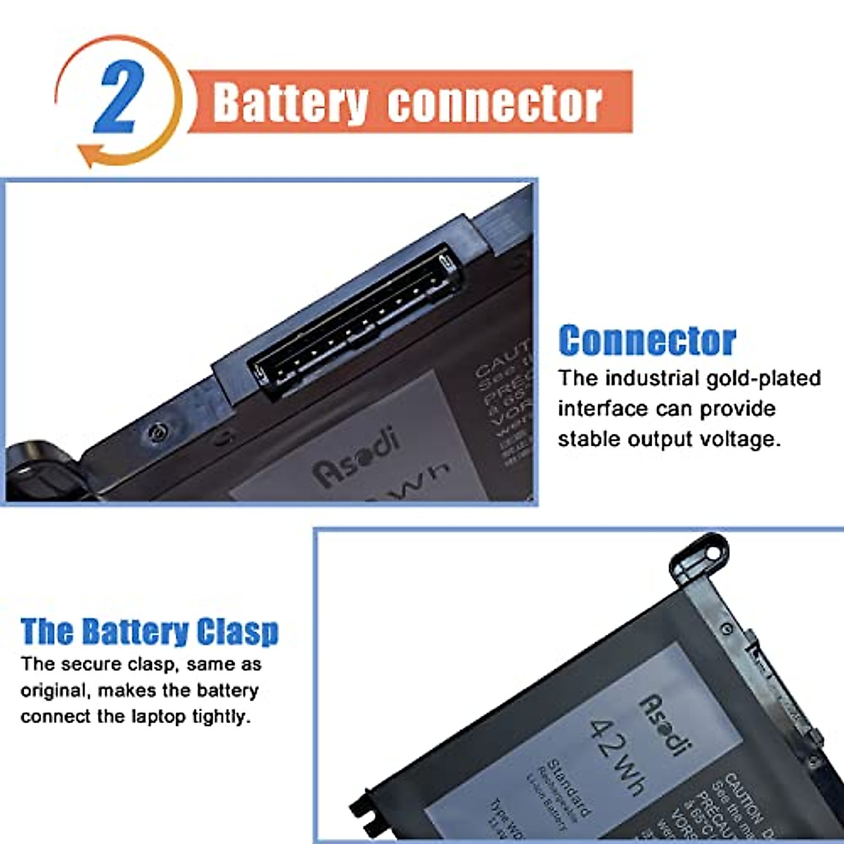 WDXOR WDX0R 42Wh Laptop Battery Compatible with Dell Inspiron 13 15 5000 7000 5570 7579 7378 5567 5565 5379 5378 Latitude 3490 3590 3340 3400 3390 3500 3190 Vostro 5468 5568 P69G Y3F7Y 3CRH3 11.4V
