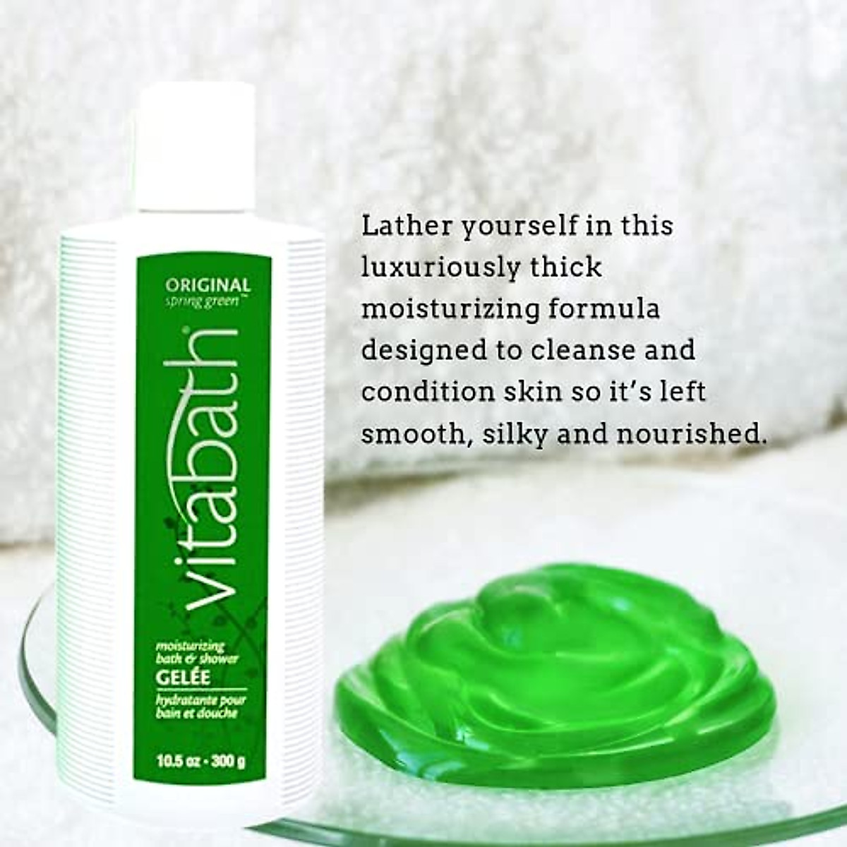 Vitabath Original Spring Green Moisturizing Bath & Shower Gel Wash Intoxicating Botanical Skin Rejuvenation, Hydrating Dry Skincare, Body Cleanser & Foaming Gelee - 10.5 oz