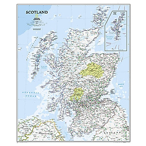 National Geographic Scotland Wall Map - Classic - Laminated (30 x 36 in) (National Geographic Reference Map)