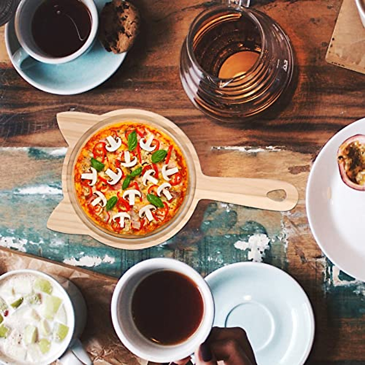 Wooden Cheese Board with Handle Cat Shaped Unfinished Chartuterie Board Chopping Board for DIY Painting 5 Inch (Color : As Shown2, Size : 26.7X15.2X1.5CM)