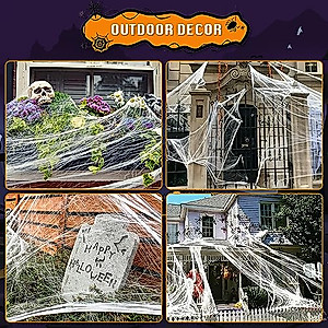 HIVIEW 1400sqft Halloween Spider Webs Decorations, with 60 Fake Spiders & Super Stretch Cobweb Halloween Party Supplies for Outdoor Indoor Halloween Decor