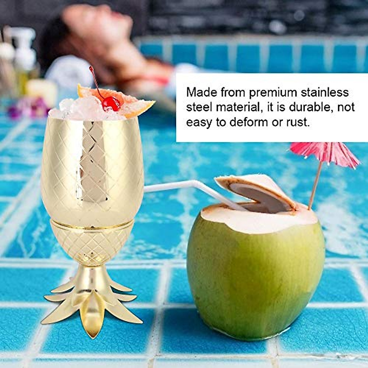 Fdit Stainless Steel Pineapple Cocktail Mixer Drinking Shaker Bar Accessories Pineapple Shape Cocktail Cup