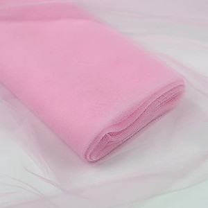 BIT.FLY 54" x 20 Yards Light Pink Tulle Fabric Rolls Bolt for Wedding Party Baby Shower Decor Tutu Spool Tulle Ribbon Wraping