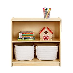 OOOK Montessori Toy Shelf, Kids Bookshelf and Toy Storage, Small Bookshelf for Kids, 2-Tier Wooden Storage Shelves for Classroom, Kindergarten, Kids Room, Playroom, Daycare Center and More.