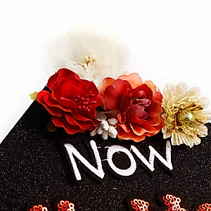 GRADWYSE Black Glitter Graduation Cap Topper with Flowers, Graduation Cap Decorations, Class of 2024 Grad Cap Topper, Now Hotter by One Degree