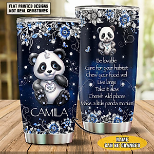 WONWIX Personalized Panda Tumbler Gifts For Women Girls Daughter Coffee Mug Drinking Travel Cup Thermos Water Bottle Birthday Christmas Valentine Mothers Day 20oz Stainless Steel Tumblers With Lid