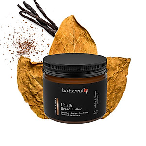 BAHAWAT Hair & Beard Butter for Men Leave-in Conditioner - Tobacco & Vanilla - Strengthen & Soften While Relieving Itch – Made in USA -Organic Natural Ingredients | The Best Beard Butter - 2 oz.