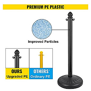 VEVOR Plastic Stanchion, 4pcs Chain Stanchion, Outdoor Stanchion w/ 4 x 39.5in Long Chains, PE Plastic Crowd Control Barrier for Warning/Crowd Control at Restaurant, Supermarket, Exhibition, City Mall