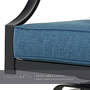 Grand patio Outdoor Patio Seating Chair, Motion Chair, Stationary Rocker, Metal Patio Chair Set of 2,Peacock Blue