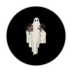 Sad Vintage Melancholy Ghost with Flowers Simple Meme PopSockets Swappable PopGrip