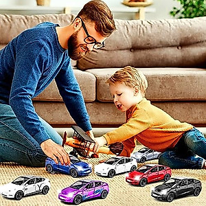 1:24 Scale Model Y Alloy Car Model Diecast Toy Vehicles for Kids, car Model Toy，Pull Back Alloy Car with Lights and Music，Gifts for Adults and Children, Decorative Objects, Collectibles.(Logo White)