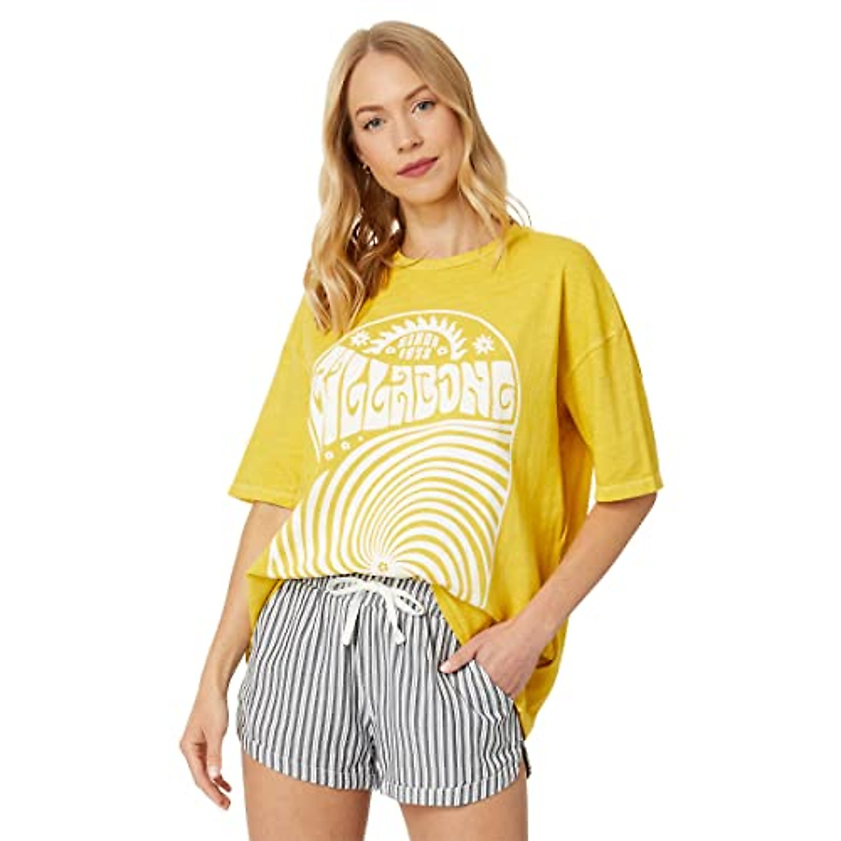 Billabong Women's Short Sleeve Graphic T-Shirt, Honeybee Hello Sunshine, Medium