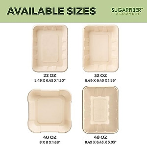 [500 COUNT]Harvest Pack 8" x 8" Compostable Disposable Food Trays, Eco-Friendly Square Serving Container Made From Plant Fibers Meal Prep Takeout Dinnerware Plates Catering