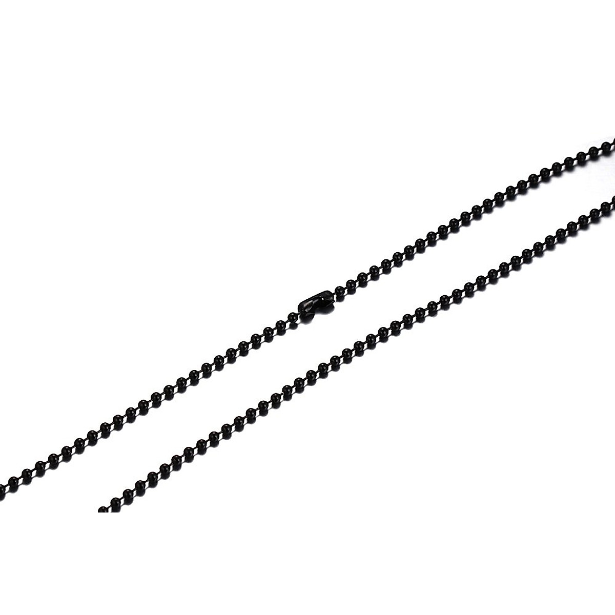 SINLEO Titanium Stainless Steel 2.4MM Small Beads Ball Chain Necklace for Men Women Black 3MM 36 Inches