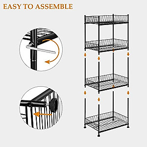 smusei Black Bathroom Storage Shelves Freestanding Bathroom Shelf Organizer 4 Tier Metal Wire Shelving Units Bathroom Towel Storage Rack Stand for Small Spaces Kitchen Pantry Laundry Room
