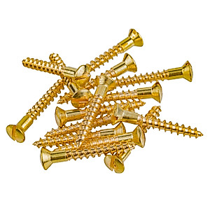 #5 x 5/8" Solid Brass Oval Countersunk Head Slot Drive Wood Screws | Pack of 25 | Self Tapping Screws for Wood Antique or Modern Furniture | OS1-B (25)