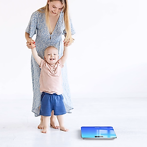 RENPHO Digital Bathroom Scale, Highly Accurate Body Weight Scale with Lighted LED Display, Round Corner Design, 400 lb Core 1S (Gradient-Blue, 10.24"/260mm)