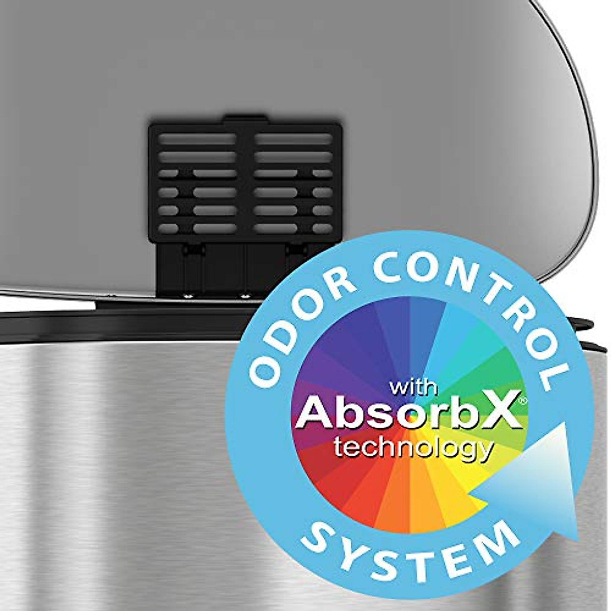 iTouchless Semi-Round SoftStep 13.2 Gallon Step Trash Can with Odor Filter, 50 Liter Fingerprint Proof Stainless Steel Pedal Garbage Bin, Space-Saving Design for Kitchen, Office, Home