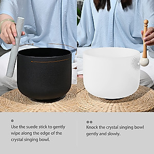 Couple of 2 PCS Yin and Yang Crystal Singing Bowl Set 8 Inch Black and 10 Inch White Mutual Attraction Bowls