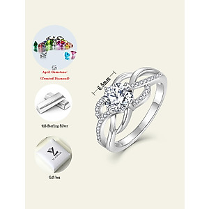 YL Celtic Knot Rings 925 Sterling Silver Twisted Ring Cubic Zirconia Infinity Statement Rings for Women-size8