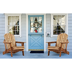 Oversize Wooden Folding Adirondack Chair, Half Pre-Assembled Wood Lounge Chair for Outdoor Patio Garden Lawn Backyard Deck Pool Beach Firepit