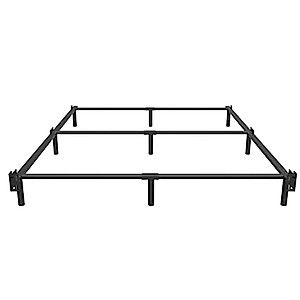 EMODA 7 Inch California King Bed Frames Base for Box Spring and Mattress, 9 Legs Heavy Duty Metal Bedframe Tool-Free and Easy Assembly, Black