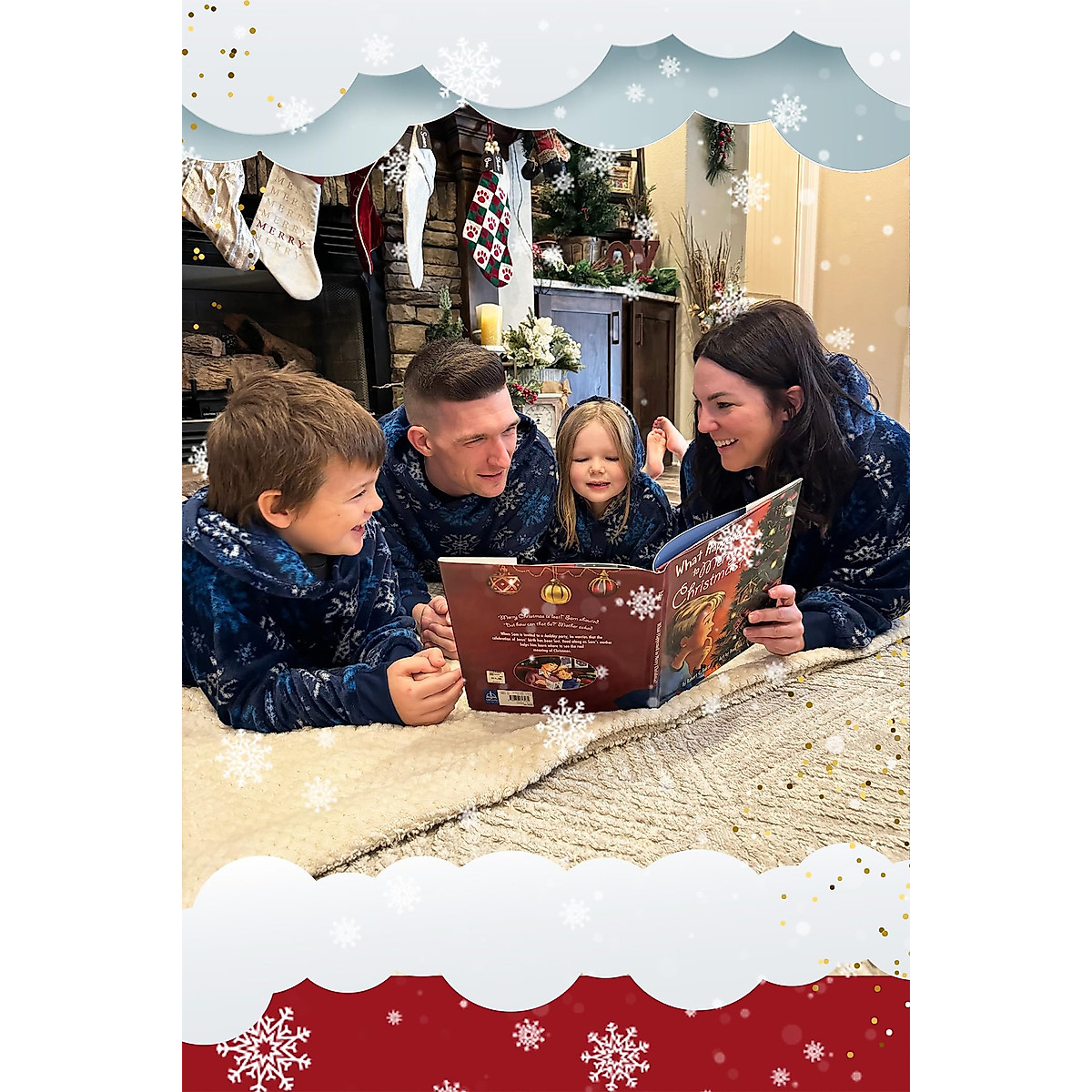 Mad Dog Wearable Fleece Blanket Hoodie, Christmas Matching Family Sets with Long Sleeves for Adults Girls & Boys Xmas Poncho, Kids, Blue Print, 8-13 Years