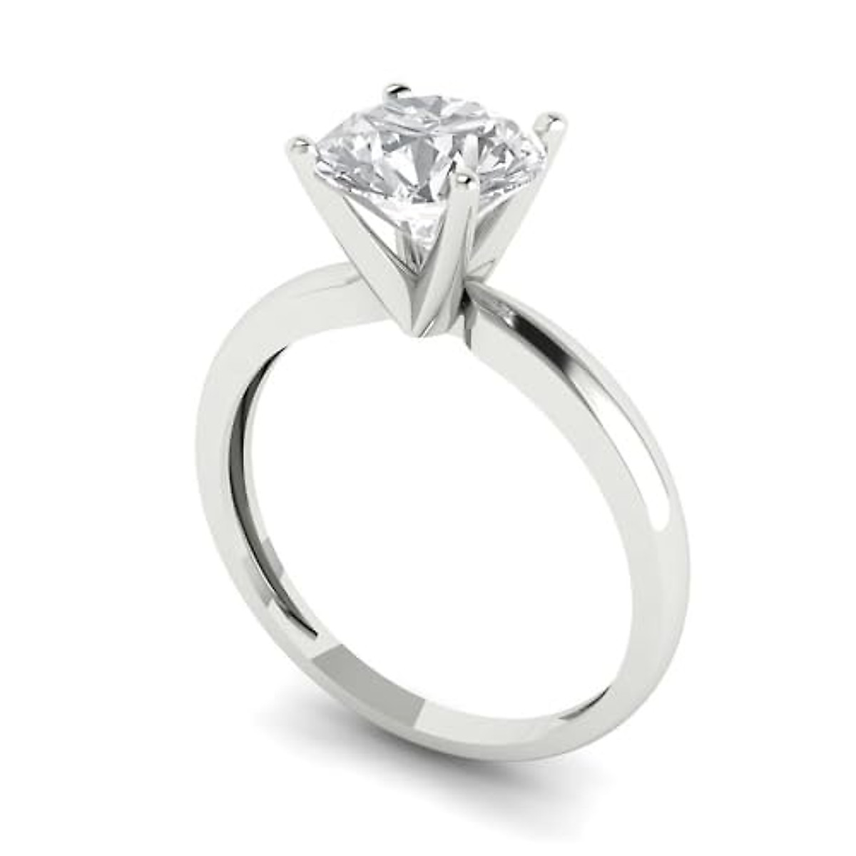 Clara Pucci 1.50 ct Round Cut Solitaire Moissanite Engagement Wedding Bridal Promise Anniversary Ring in 18K White Gold Size 8