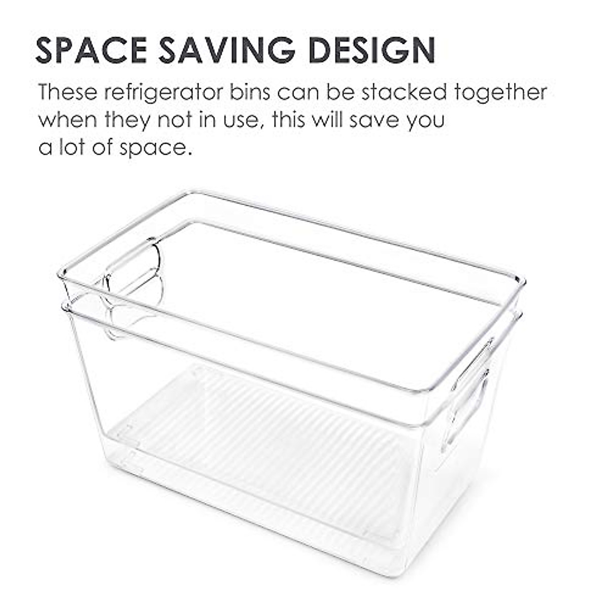Vtopmart Clear Plastic Pantry Organizer Bins, 6 PCS Food Storage Bins with Handle for Refrigerator, Fridge, Cabinet, Kitchen, Countertops, Cupboard, Freezer Organization and Storage, BPA Free, Medium