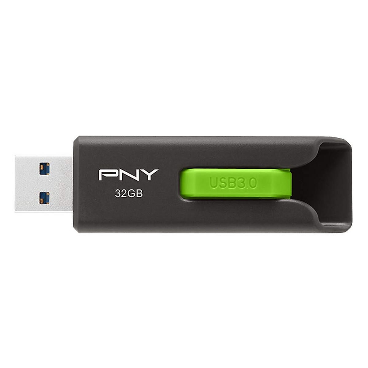 PNY Elite Prime USB 3.0 Flash Drive, 32GB, Gray/Green (P-FD32GEL-GE)