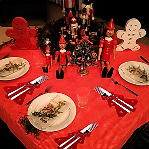 Molain Christmas Tree Cutlery Holders, 8pcs Christmas Cutlery Holders, Christmas Silverware Holders Set, Xmas Table Decorations, Pockets Knifes Forks Tableware Bags Dinnerware for Party Home Decor