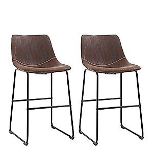 FDW Fashion Barstools,Bar stools Set of 2 Bar Stool Counter Height bar stools Chairs Kitchen Stools with Back Island Chairs for Kitchen/Dining Room,Brown (37Inch)