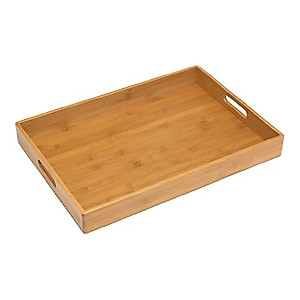 Lipper International 8865 Solid Bamboo Wood Serving Tray, 19.75" x 13.75" x 2.25"