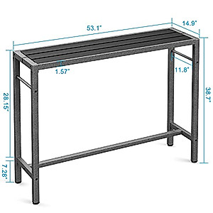 Mr IRONSTONE Outdoor Bar Table 53'' Patio Table Pub Height Dining Table with Waterproof Top and Hammer Finish Stand for Hot Tub, Garden, Backyard