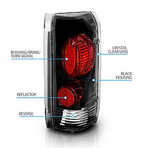 AmeriLite Euro Black Replacement Brake Tail Lights Set For 1989-1996 Ford F-Series/Bronco - Passenger and Driver Side
