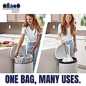 Plasticplace Custom Fit Trash Bags simplehuman (x) Code Q Compatible (200 Count) White Drawstring Garbage Liners 13-17 Gallon