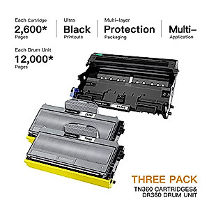 E-Z Ink (TM) Compatible Toner Cartridge & Drum Unit Replacement for Brother TN360 TN330 DR360 DR-360 High Yield Compatible with DCP-7040 DCP-7030 MFC-7840W HL-2140 MFC-7340(2 Toner, 1 Drum Unit)