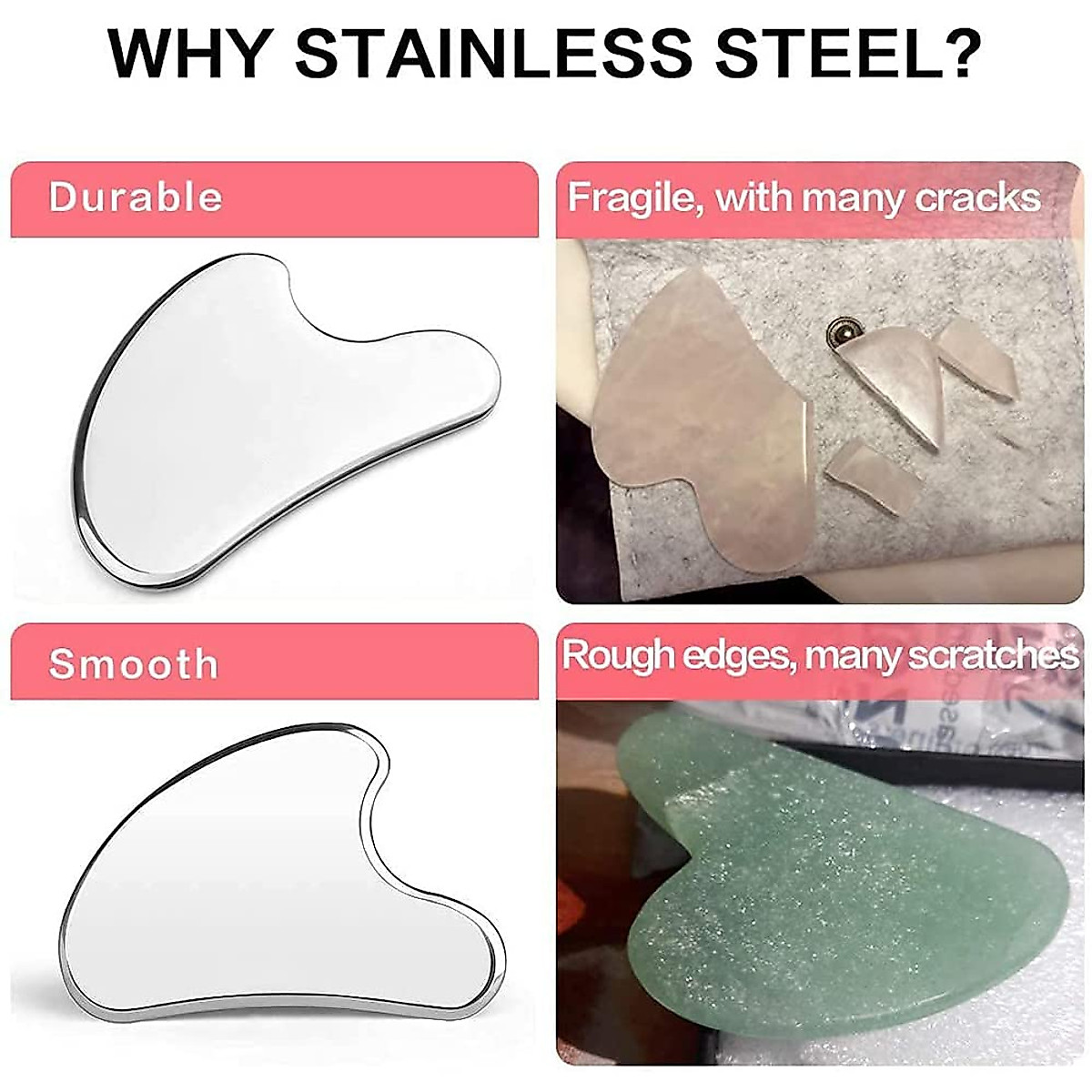 sanforce Gua Sha Facial Tools Stainless Steel Face Roller and Gua Sha Set for Puffiness and Skin Care Routine,Lymphatic Drainage, Facial Tension