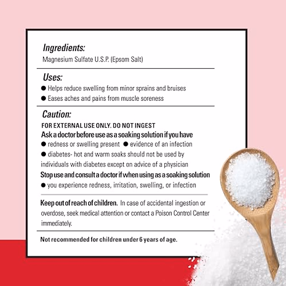 Dr Teal's Pure Epsom Magnesium Salt Soak, Fragrance Free, 6 lbs (Pack of 6)