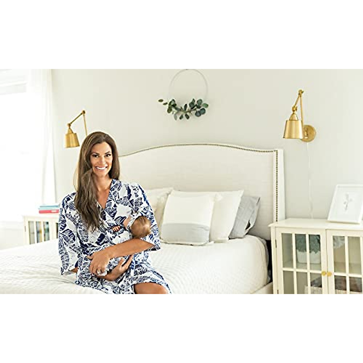 Baby Be Mine Mommy & Me Delivery Robe with matching Baby Receiving Gown & Hat Set (L/XL pre pregnancy 12-18, Serra)