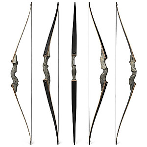 60 Inch Black Hunter Takedown Longbow 20-60lbs Traditional Wood Longbow Right Hand and Left Hand American Hunting Longbow for Outdoor Hunting Shooting (40 Lbs, Left Hand Bow)