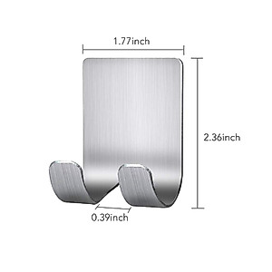 LinMei Razor Holder Shaver Hooks Multi Purpose Self Adhesive Storage Hanger Stand Stainless Steel Heavy Duty Shaver Holder Waterproof Shower Hook Kitchen Sticky Hooks(2 Pack)