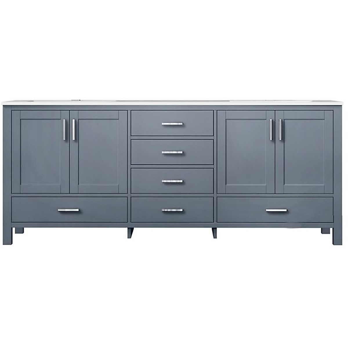 Lexora Jacques 80 in. W x 22 in. D Dark Grey Double Bath Vanity and Carrara Marble Top