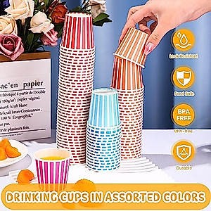 Dandat 1200 Pcs 3 oz Bathroom Paper Cups, Disposable Mouthwash Cups, Small Coffee Espresso Cup, Colorful Party Supplies for Snack, Dessert, BBQ, Picnic, Party, Home Events (Stripe)