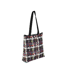LeSportsac Running Weave Easy Magazine Tote Bag, Style 3531/Color E474, Festive & Colorful Confetti Style Abstract Printed Weave Pattern, Modern & Fun Interpretative Plaid Design